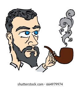Man Smoking Pipe Cartoon Stock Vector (Royalty Free) 664979974 ...