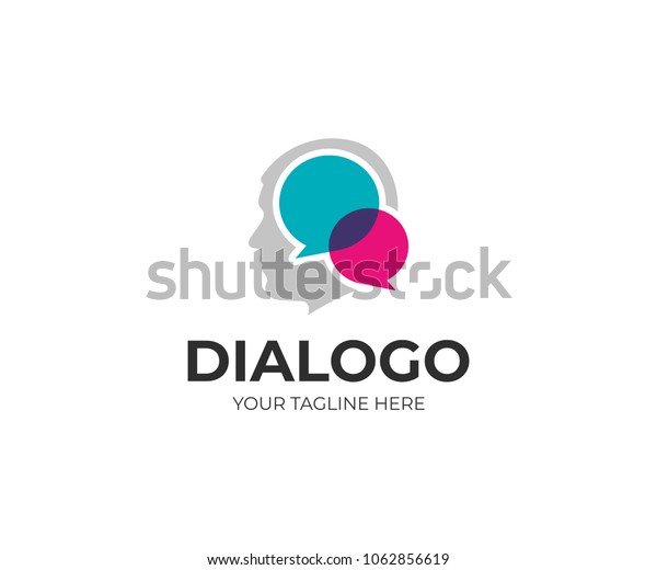 Man social communication logo template. Men head and chat vector design ...