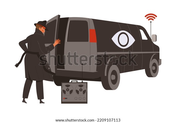 Man Special Agent Black Coat Hat Stock Vector (Royalty Free) 2209107113 ...