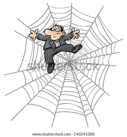 Man Spider Web Cartoon Drawing Isolated Stock Vector (Royalty Free ...