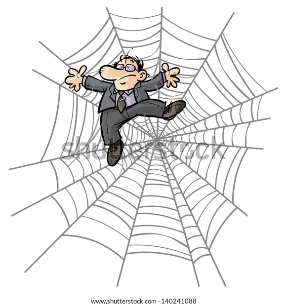 Man Spider Web Cartoon Drawing Isolated Stock Vector (Royalty Free ...