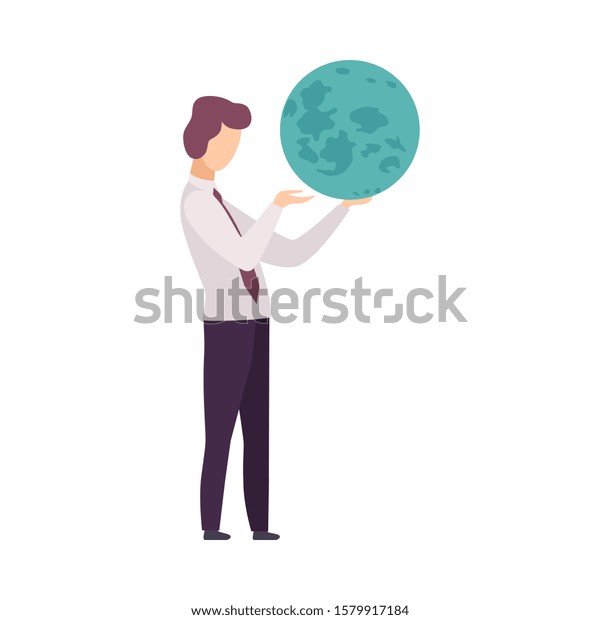 Man Spinning Around Globe Planetarium Vector Stock Vector (Royalty Free ...