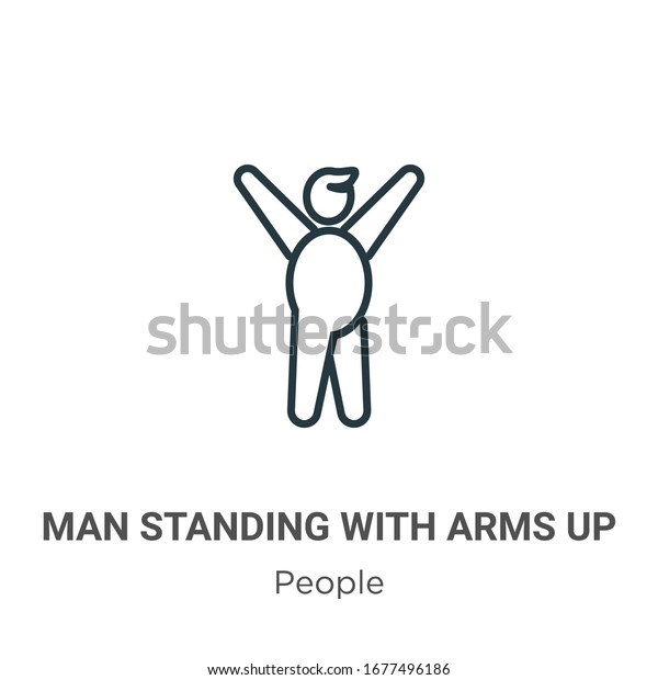 Man Standing Arms Outline Vector Icon Stock Vector (Royalty Free ...