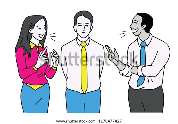 Stock vektor „Man Standing Between Two Friends Who“ (bez autorských ...