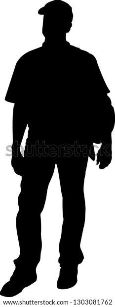 Man Standing Cap Silhouette Stock Vector (Royalty Free) 1303081762 ...