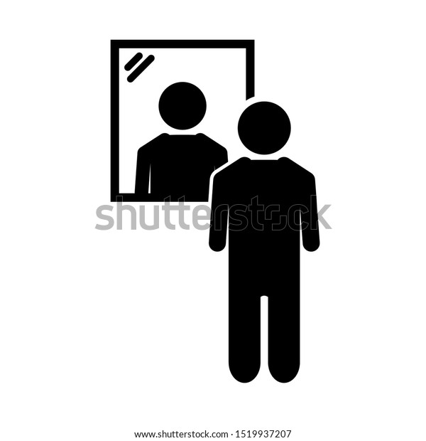Man Standing Front Mirror Icon Man Stock Vector (Royalty Free) 1519937207