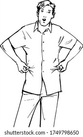 Vektor Stok Man Standing Grabbing His Hips His (Tanpa Royalti ...