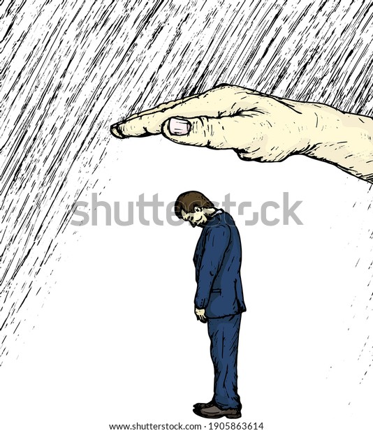 Man Standing His Head Bow Sadness Stock Vector (Royalty Free) 1905863614