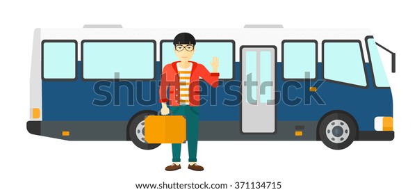Man Standing Near Bus Stock Vector (Royalty Free) 371134715 | Shutterstock