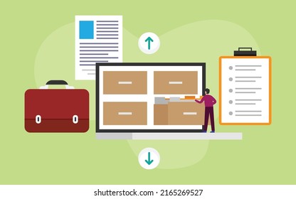 Man Standing On Laptop Computer Opening Stock Vector (Royalty Free ...