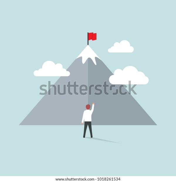 Man Standing Reach His Goals Illustration 스톡 벡터(로열티 프리) 1018261534 ...