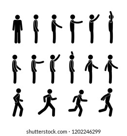 Man Stands Runs Human Movement Icons Stock Vector (Royalty Free ...