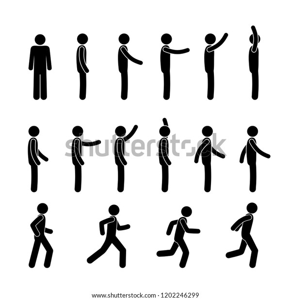 Man Stands Runs Human Movement Icons Stock Vector (Royalty Free ...