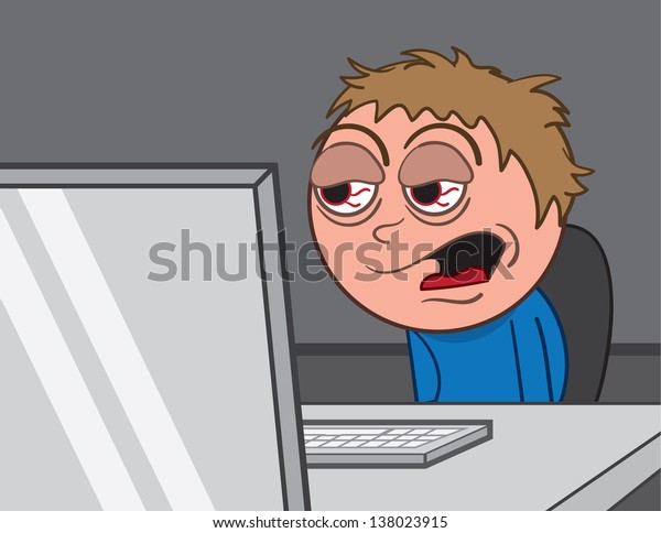 Man Staring Into Computer Bloodshot Eyes Stock Vector (Royalty Free ...