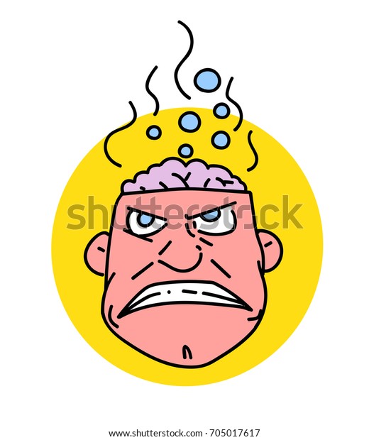 Man Steaming Brain Cartoon Hand Drawn Stock Vector (Royalty Free) 705017617