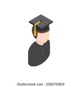 Man Students Cap Isometric Icon Stock Vector (Royalty Free) 2206750829 ...