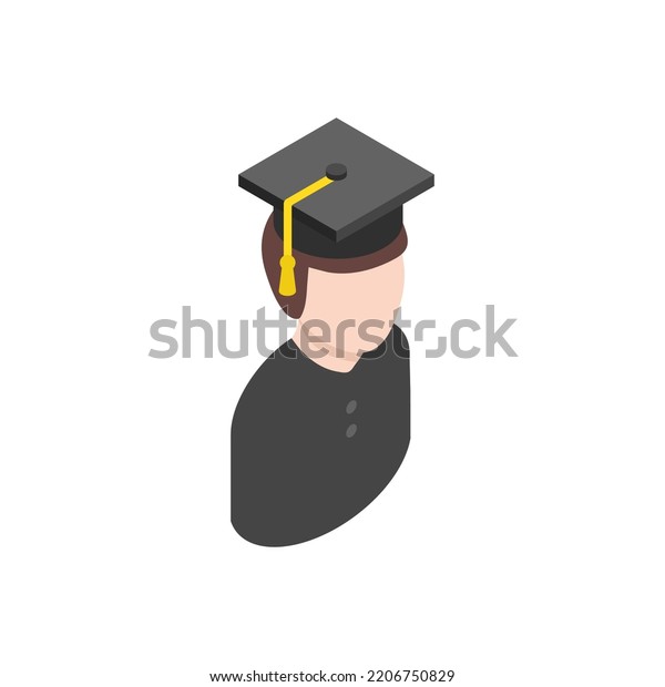 Man Students Cap Isometric Icon Stock Vector (Royalty Free) 2206750829 ...