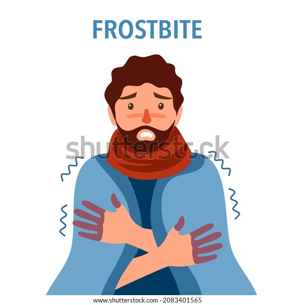 Man Suffering Frostbite Guy Frozen Hands Stock Vector (Royalty Free ...