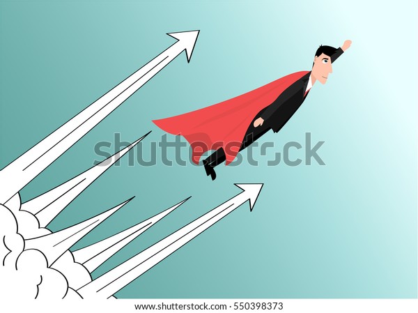 Man Suit Red Cape Flying Sky Stock Vector (Royalty Free) 550398373 ...
