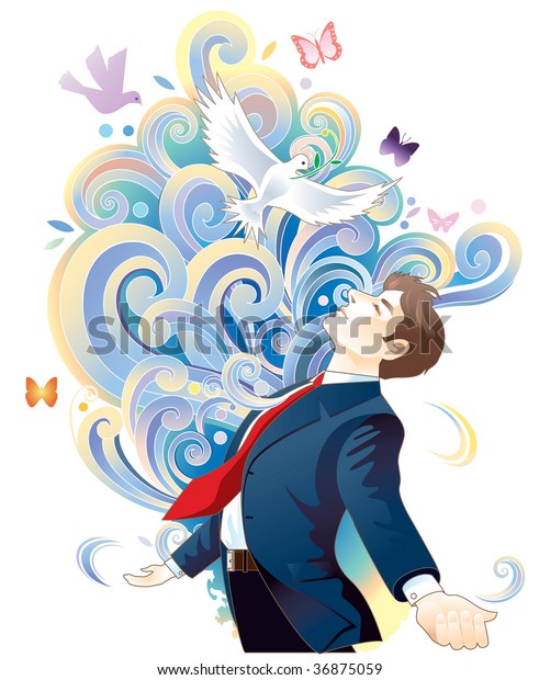 Man Suit Spreading Arms Stock Vector Royalty Free 36875059 Shutterstock