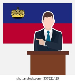 Man Suit Standing Rostrum Front El Stock Vector (Royalty Free) 337826564