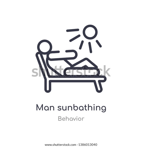 Man Sunbathing Outline Icon Isolated Line Stock Vector (Royalty Free ...