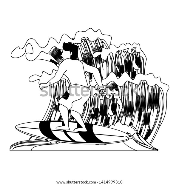 Man Surfing Waves Cartoons Isolated Vector Stock Vector (Royalty Free ...