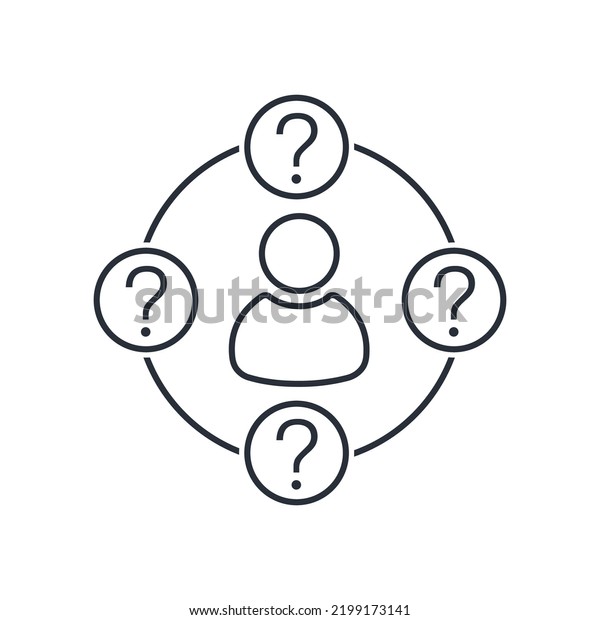 Man Surrounded By Questions Many Problems Stock Vector (Royalty Free ...