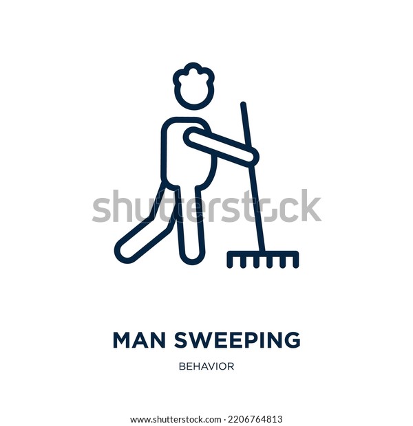 Man Sweeping Icon Behavior Collection Thin Stock Vector (Royalty Free ...