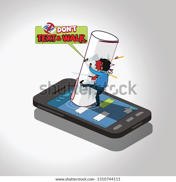 Man Texting On Phone Get Hit Stock Vector (Royalty Free) 1310744111