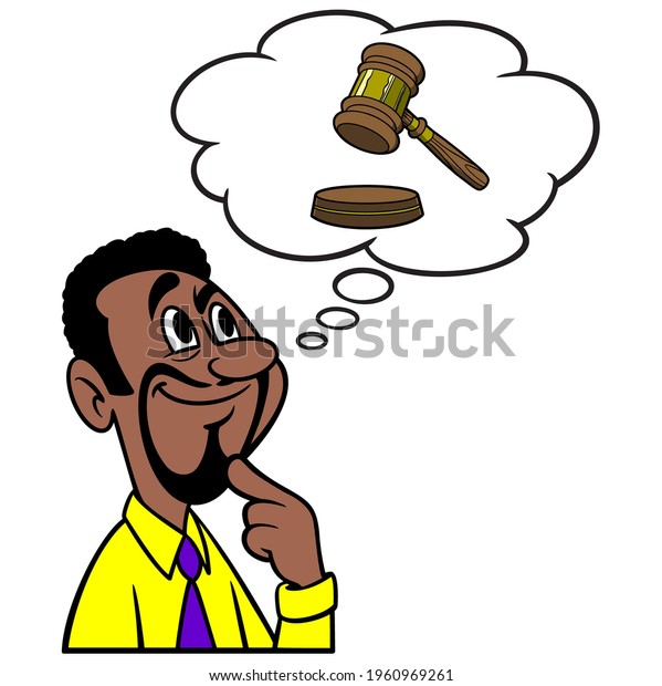 Man Thinking About Court Case Cartoon Stock Vector (Royalty Free ...