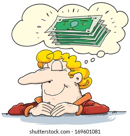 Man Thinking About Money Stock Vector (Royalty Free) 169601081 ...