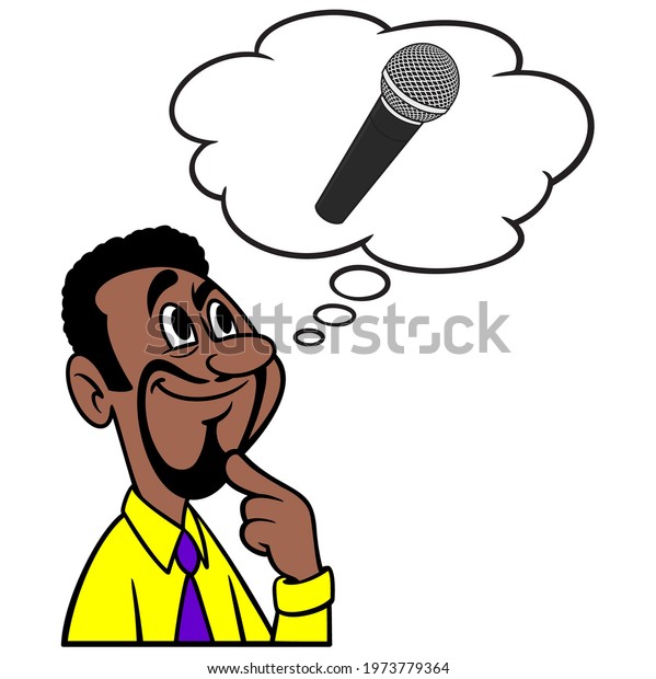 Man Thinking About Singing Cartoon Illustration Stock Vector (Royalty ...