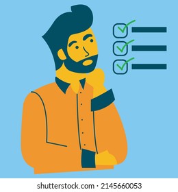 Man Thinking Having Mental Checklist Editable Stock Vector (Royalty ...