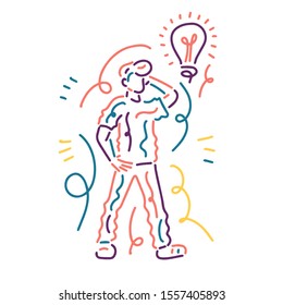Man Thinking Light Bulb Icon Creative Stock Vector (Royalty Free ...