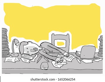 Man Tired Working Cartoon Vector Illustration Stock Vector (Royalty ...