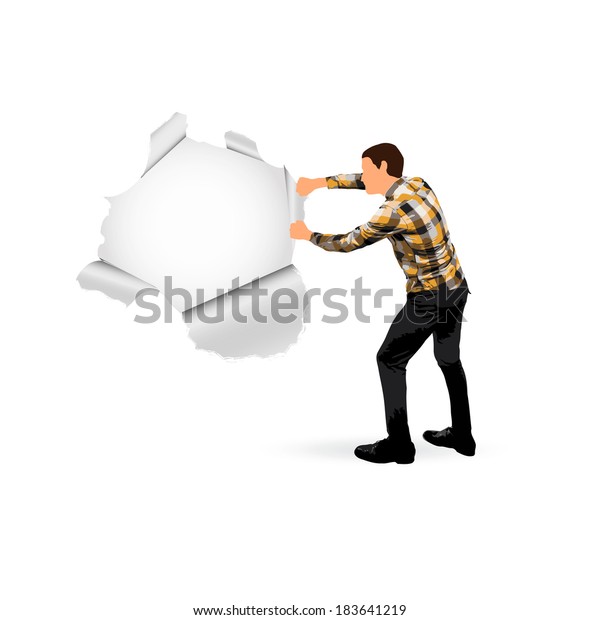 Man Torn Paper Stock Vector (Royalty Free) 183641219