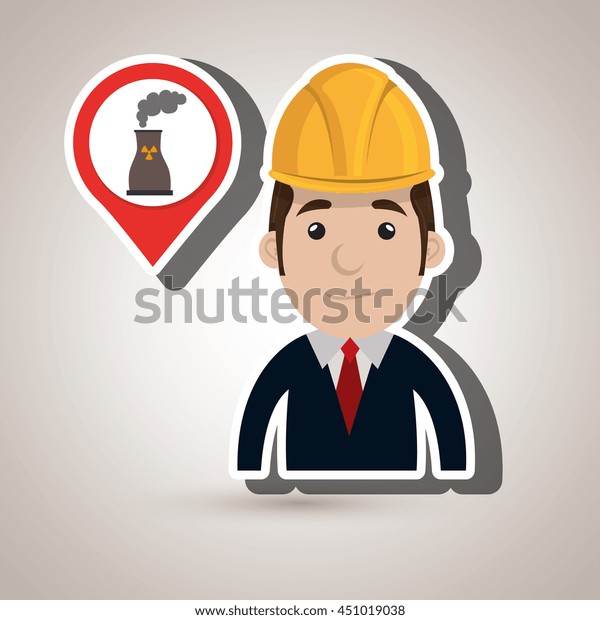 Man Tower Nuclear Isolated Icon Design Stock Vector (Royalty Free ...