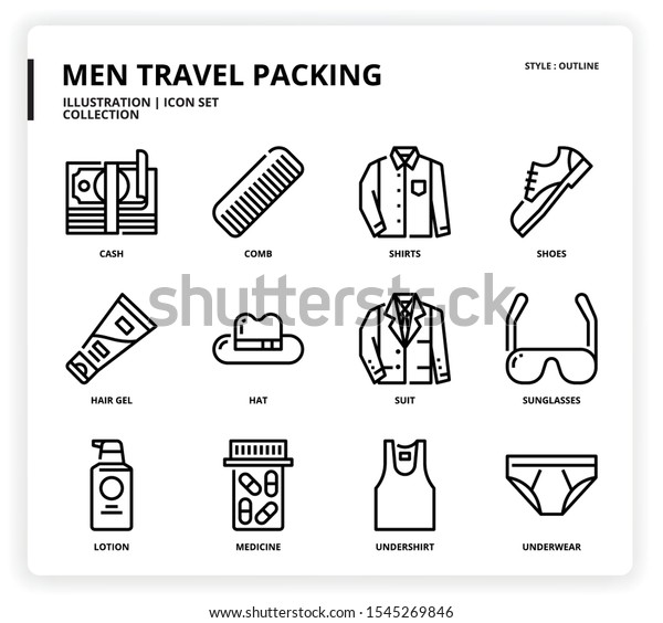 Man Travel Packing Icon Set Web Stock Vector (Royalty Free) 1545269846 ...