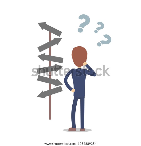 Man Trying Choose Best Direction Standing Stock Vector (Royalty Free ...