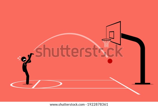 Man Trying Shoot Basketball Into Hoop Stock Vector (Royalty Free ...