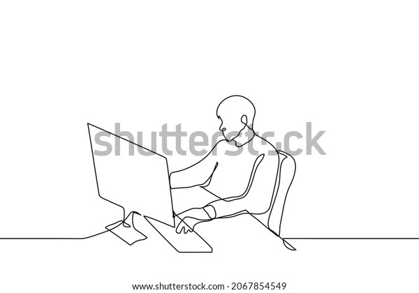 Man Typing On Keyboard Front Computer Stock Vector (Royalty Free ...