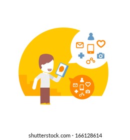 Man Use Voice Commands On His Stock Vector (Royalty Free) 166128614 ...