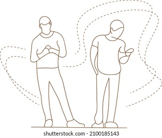 Man Using Phone Line Art Illustration Stock Vector (Royalty Free ...