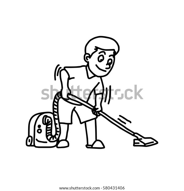 Man Using Vacuum Cleaner Illustration Vector Stock Vector (Royalty Free ...