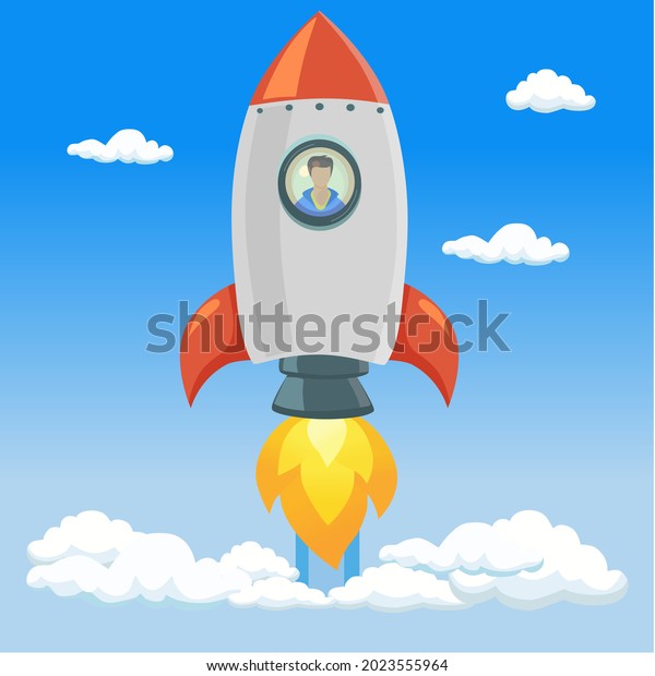 Man Viewing Window On Rocket Going Stock Vector (Royalty Free ...