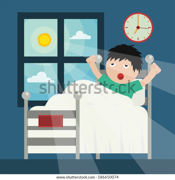 Man Wakes Early Morning Vector Illustration Stock Vector (Royalty Free ...