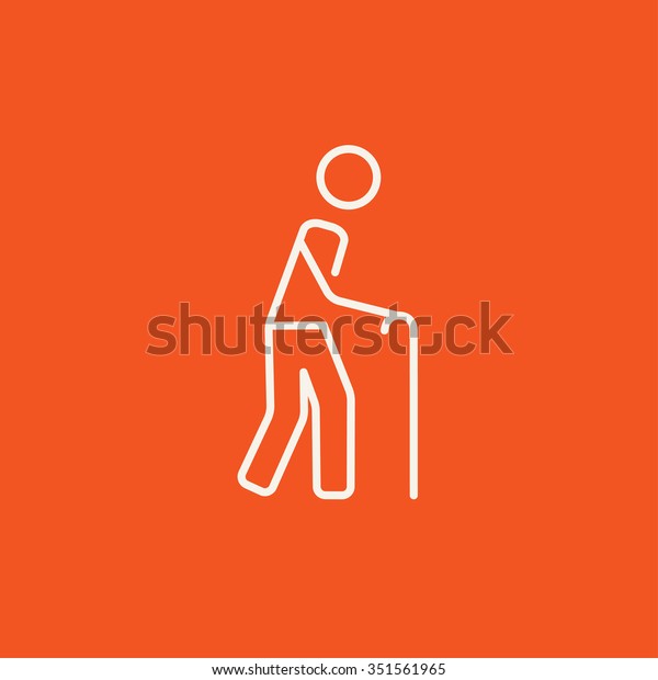 Man Walking Cane Line Icon Web Stock Vector (Royalty Free) 351561965 ...