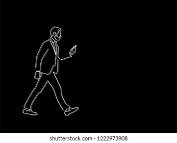 Man Walking Isolated Line Drawing Vector Stock Vector (Royalty Free ...