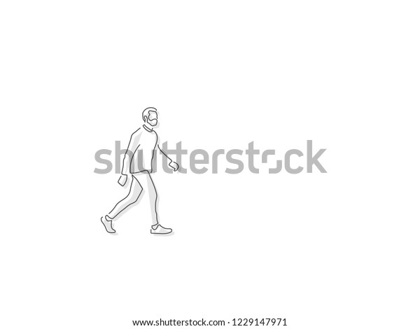 Man Walking Isolated Line Drawing Vector Stock Vector (Royalty Free ...